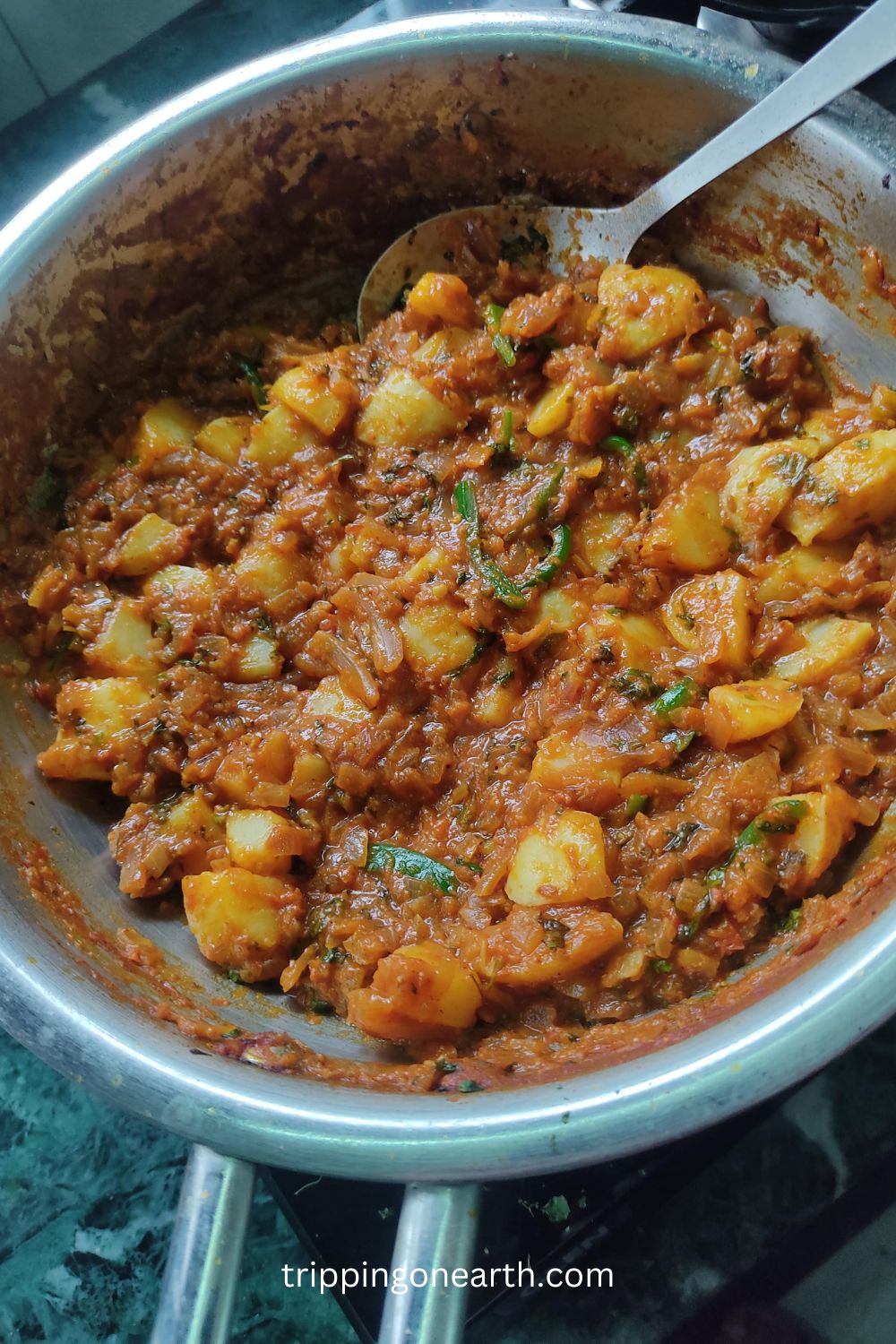 Aloo Bhuna (Potato Bhuna Recipe) - Tripping on Earth