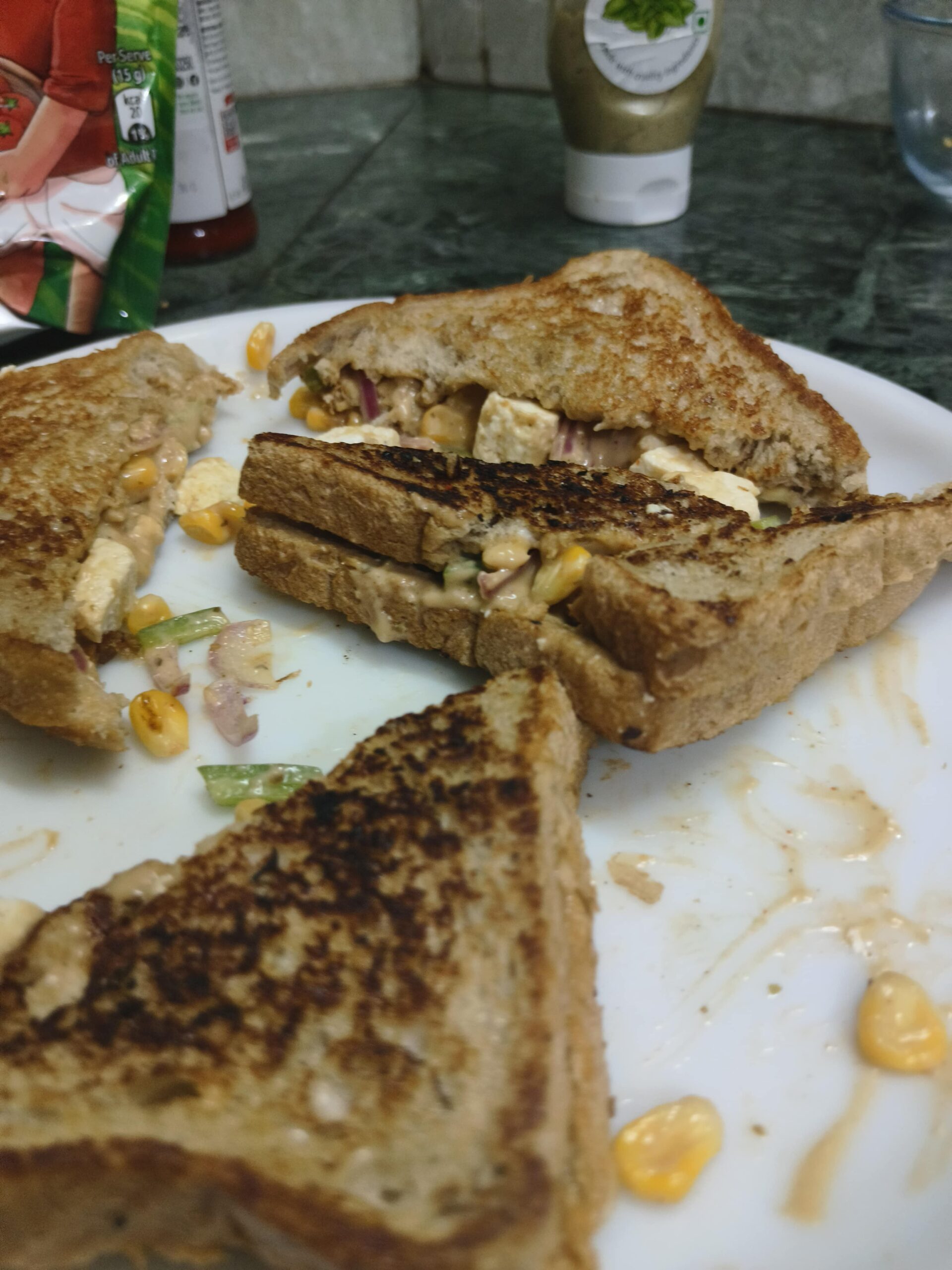 Paneer Corn Sandwich ( A Perfect Appetizer ) - Tripping on Earth