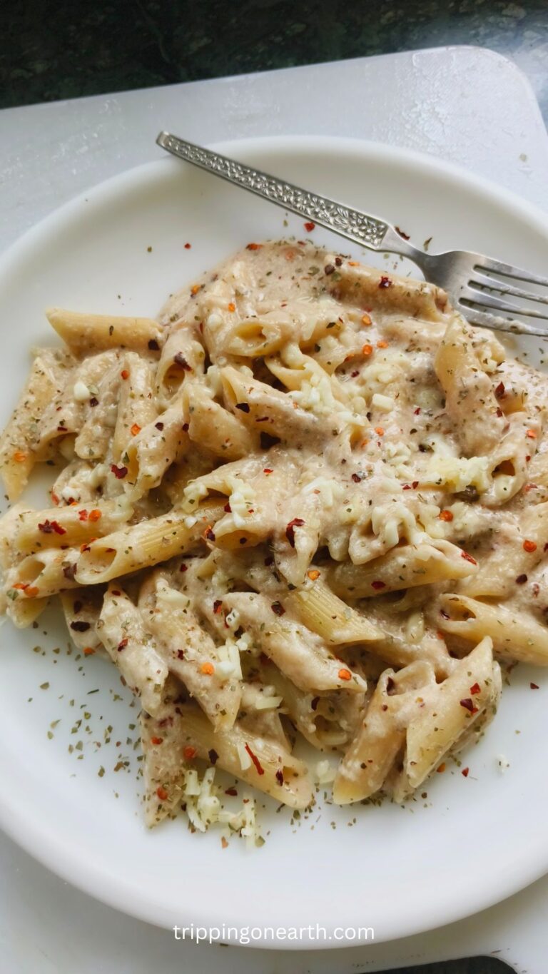 Penne Pasta with Alfredo Sauce ( Extremely Creamy! ) - Tripping on Earth