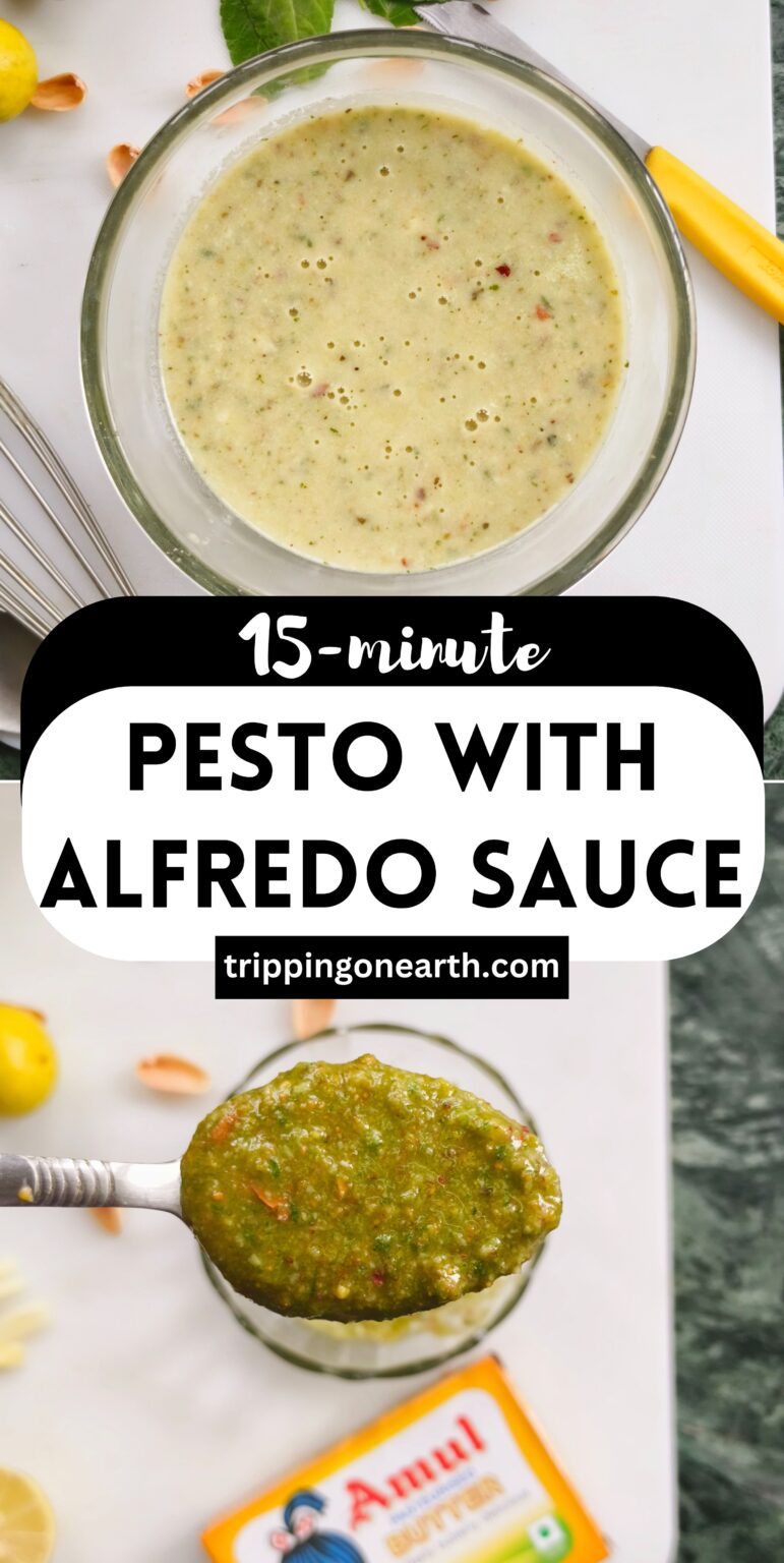 Herby And Creamy Pesto Alfredo Sauce Tripping On Earth