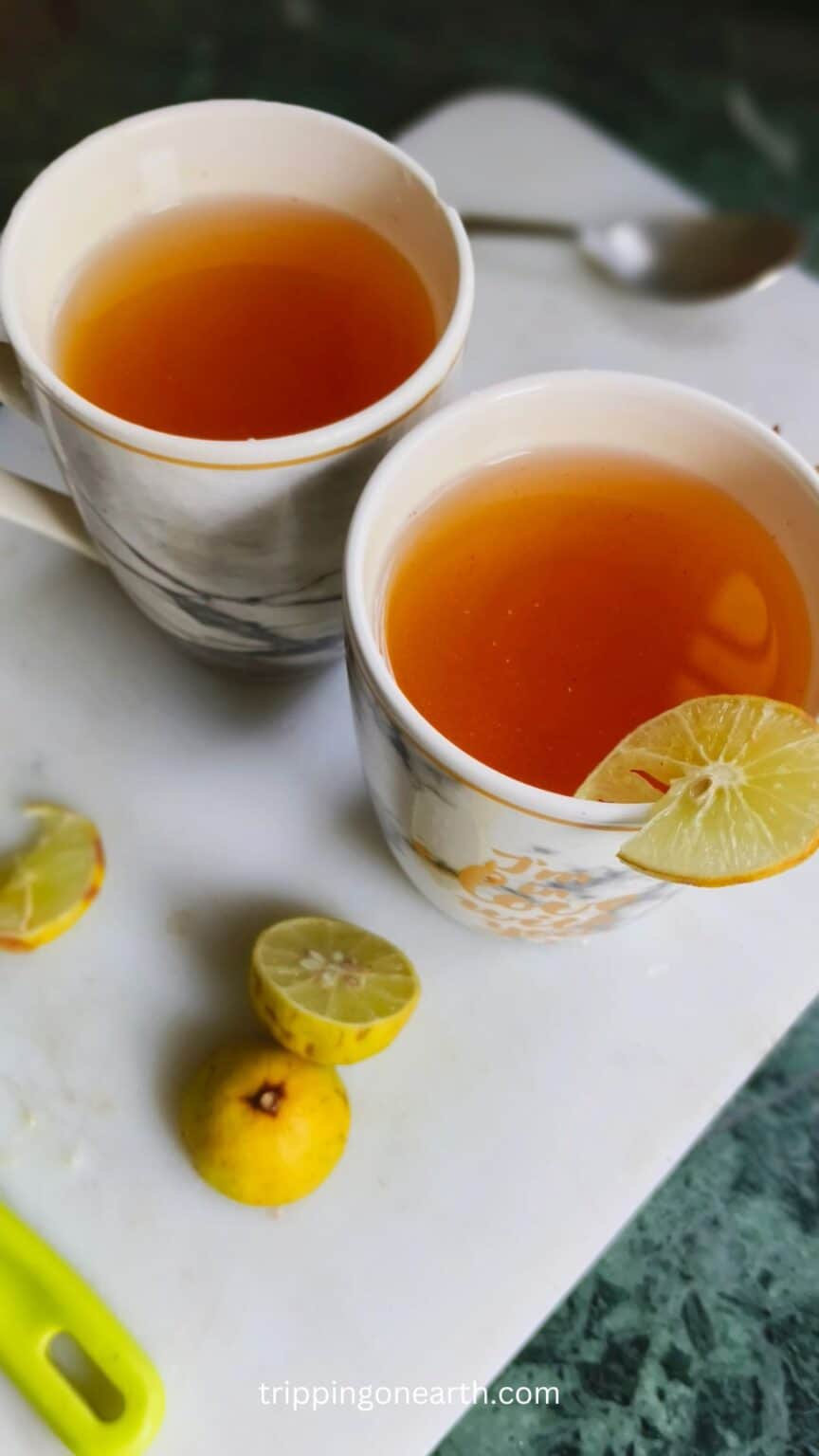 Quick Detox Lemon Ginger Turmeric Tea Recipe - Tripping on Earth